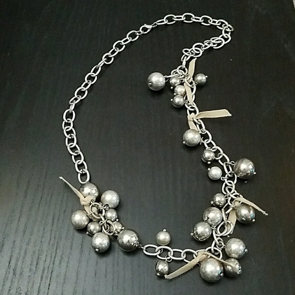 LOFT | Jewelry | Silver Chain Necklace With Ribbon Accents | Poshmark